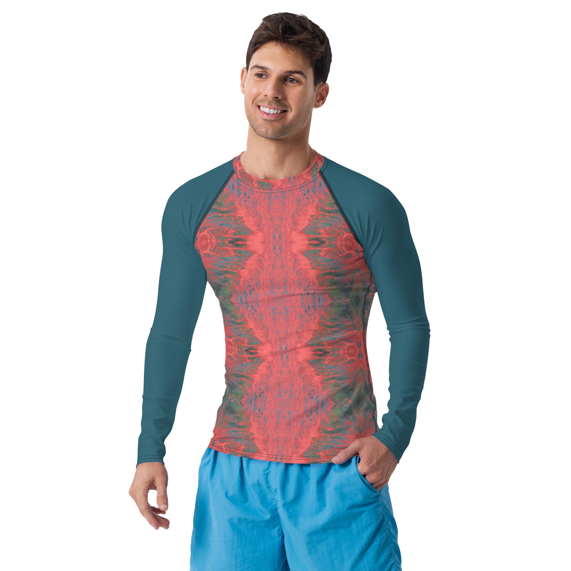 Salmon Reef Men's Long-Sleeve Rash Guard